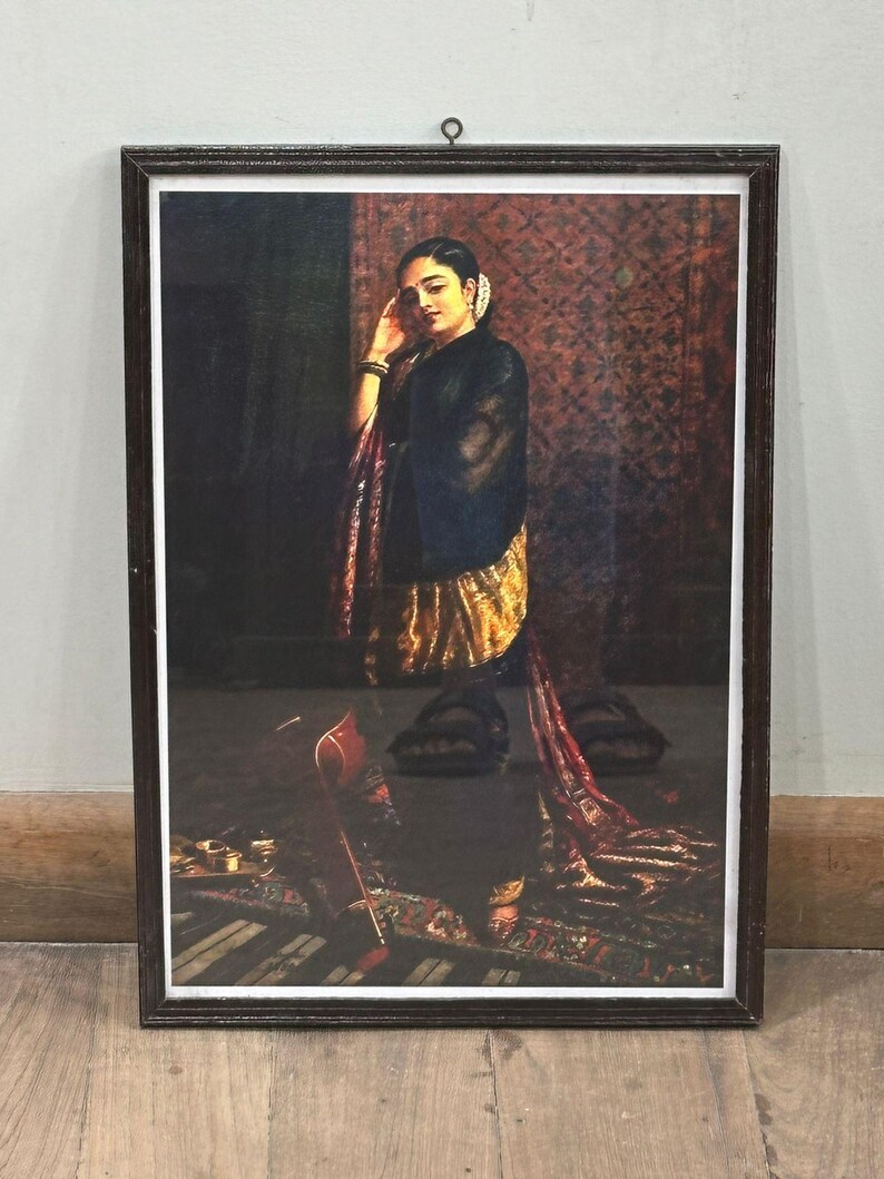 Raja Ravi Varma Bombay Singer Poster | Vintage Teak Wood Frame | Indian ...
