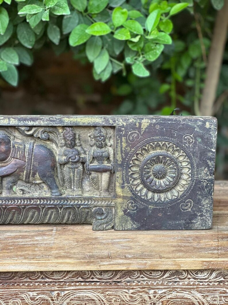 Vintage South Indian Teak Wall Panel | Carved Elephant Tribal Art - Etsy