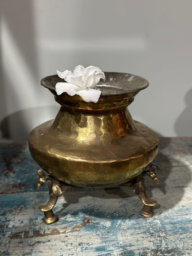 Vintage Brass Uruli Bowl – Peacock Legs, Indian Patina Decor - Etsy