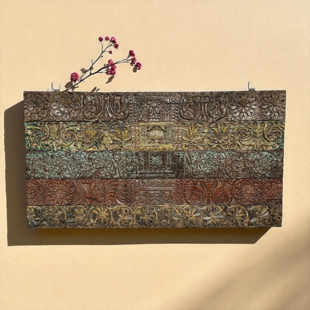 Antique Indian Temple Wall Panel From the 1900s, Vintage Indian Wall ...