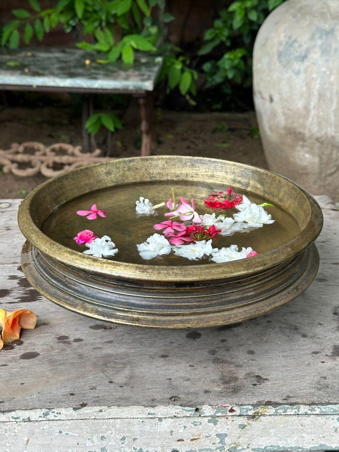 Vintage Brass Urli Bowl – 90-year-old Traditional Indian Decor for ...