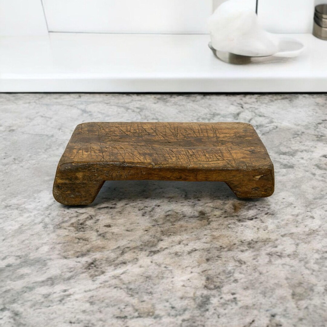 Vintage Rustic Wooden Chakla, Indian Handcrafted Chapati Board ...