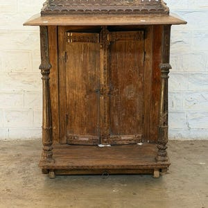 Antique Indian Wooden Temple Shrine | Handcrafted Home Mandir Cabinet ...