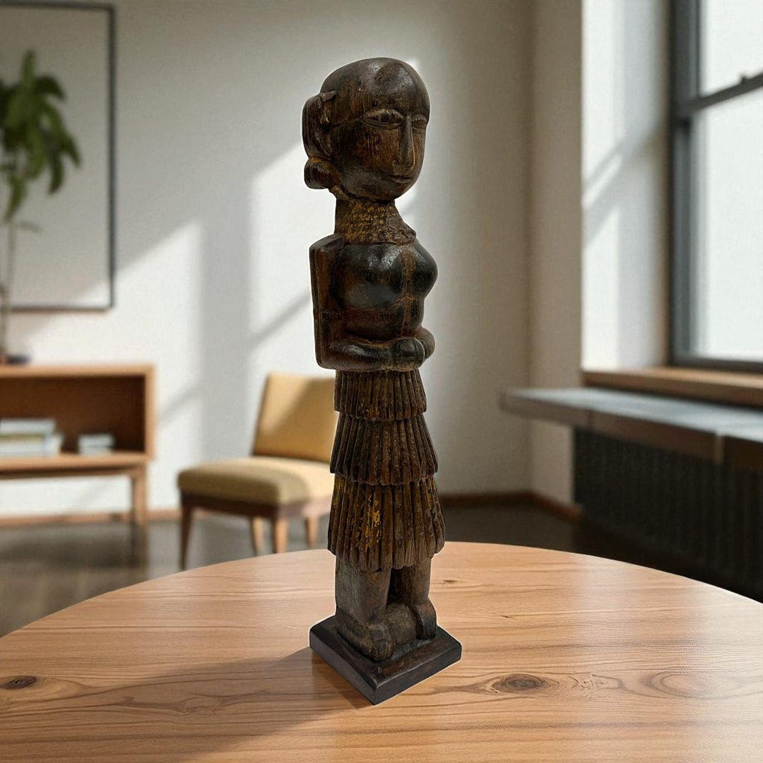 Antique Indian Wood Lady Statue, Tribal Folk Art Sculpture - Etsy