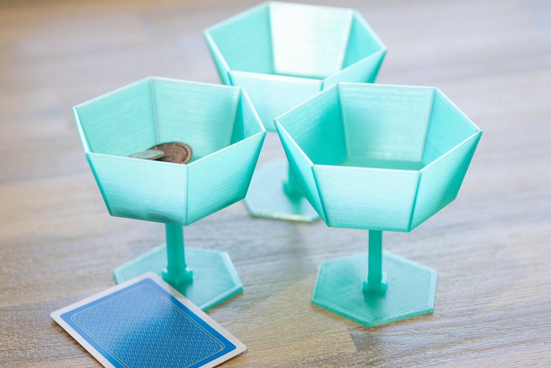 Translucent Teal Wine Glass Shaped Board Game Component Trays - Set of ...