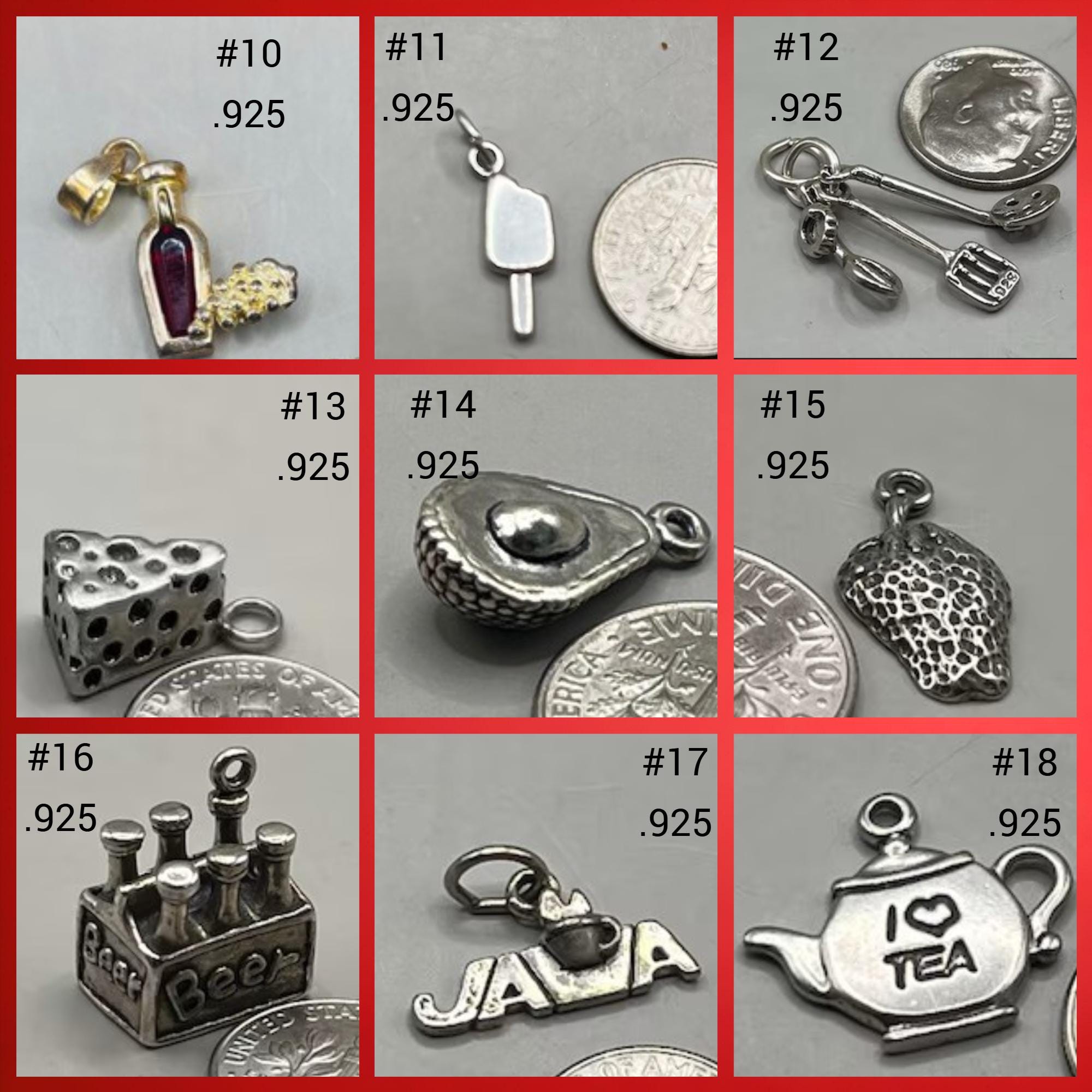Kitchen Charms, USA Made Cooking Icons .925 Sterling Silver - Etsy