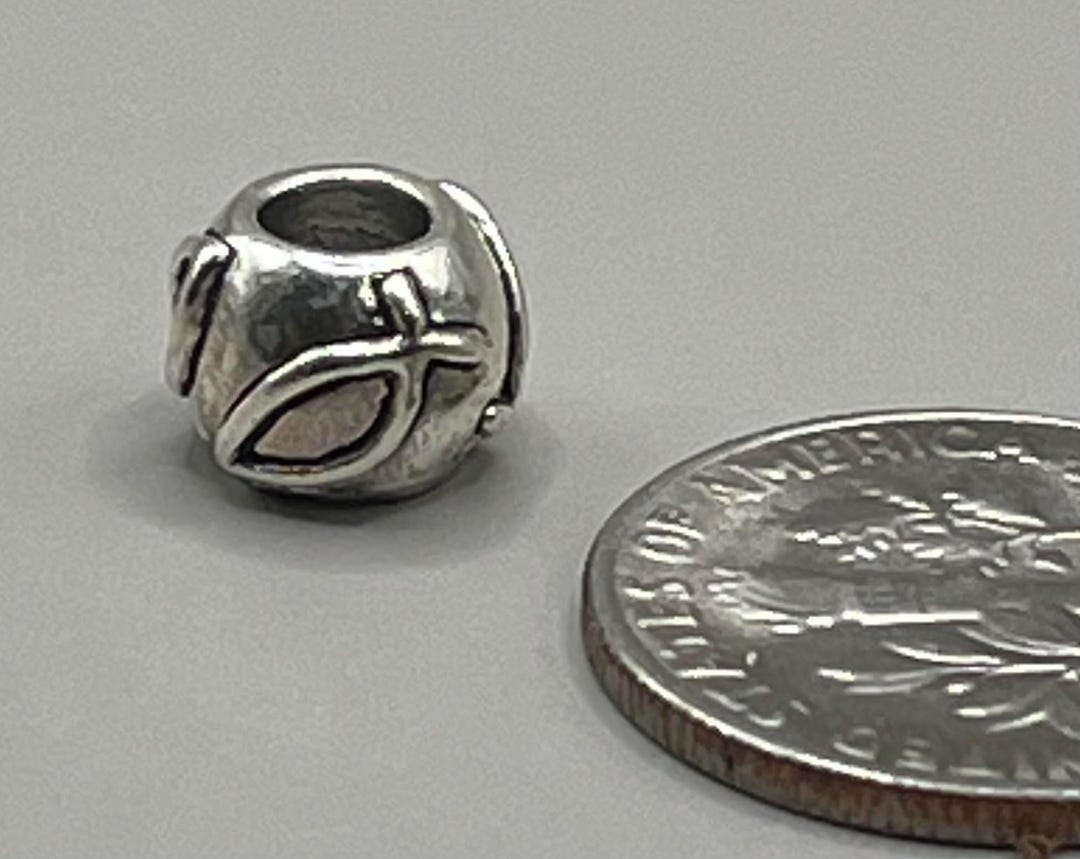 Sterling Silver Christian Fish Symbol Large Hole Bead - Etsy