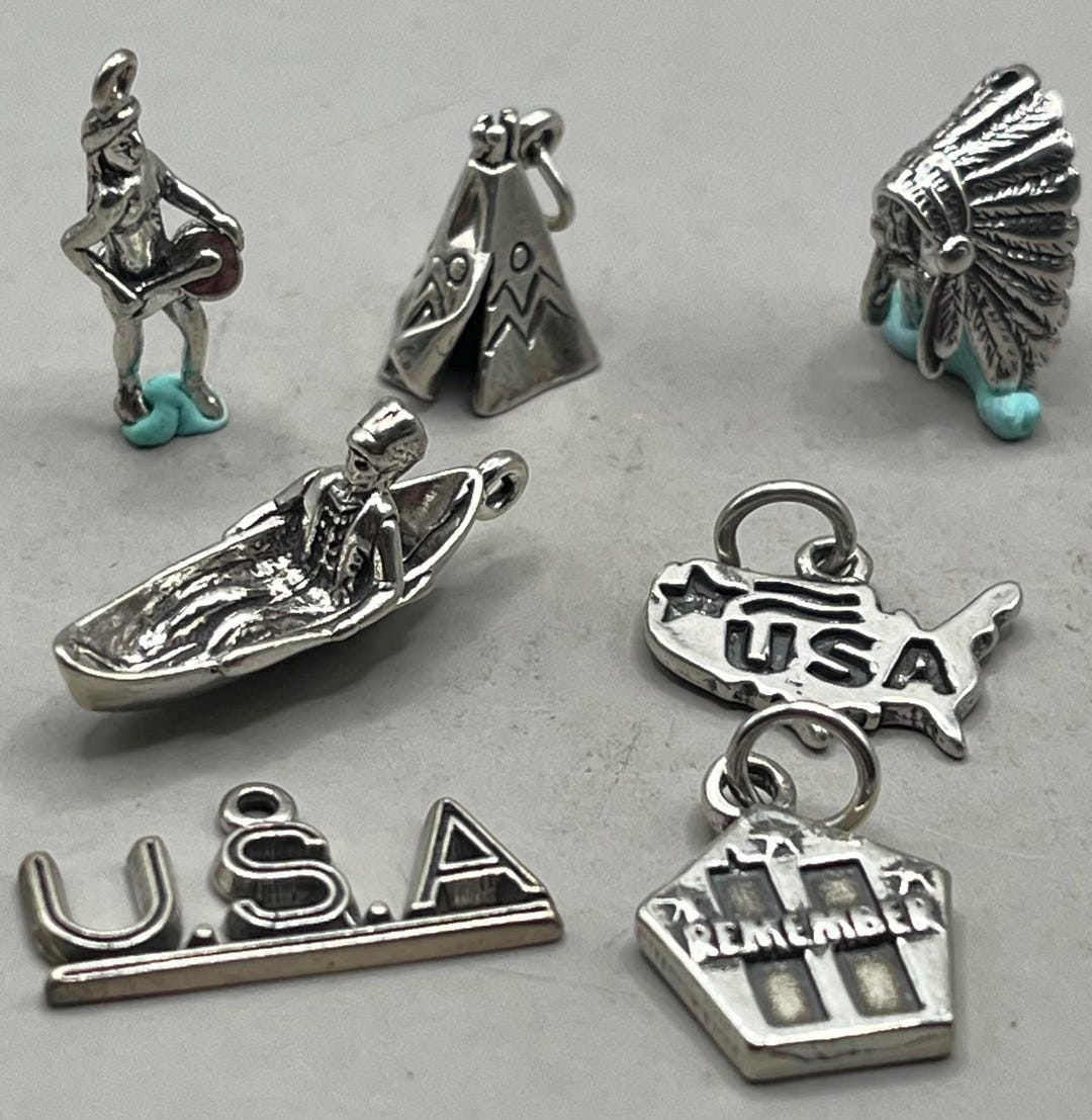 USA Flag Charm Native American Sterling Silver Charms - Etsy