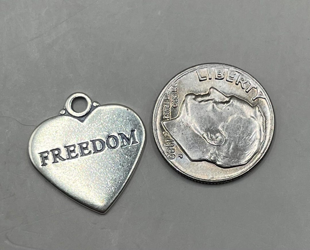 Freedom Heart Sterling Charm (both Sides Are Stamped) - Etsy