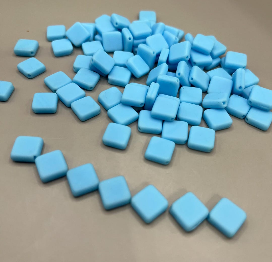 17 Vintage 50's German Glass Baby Blue Sky Blue Diagonal Chiclet Square ...