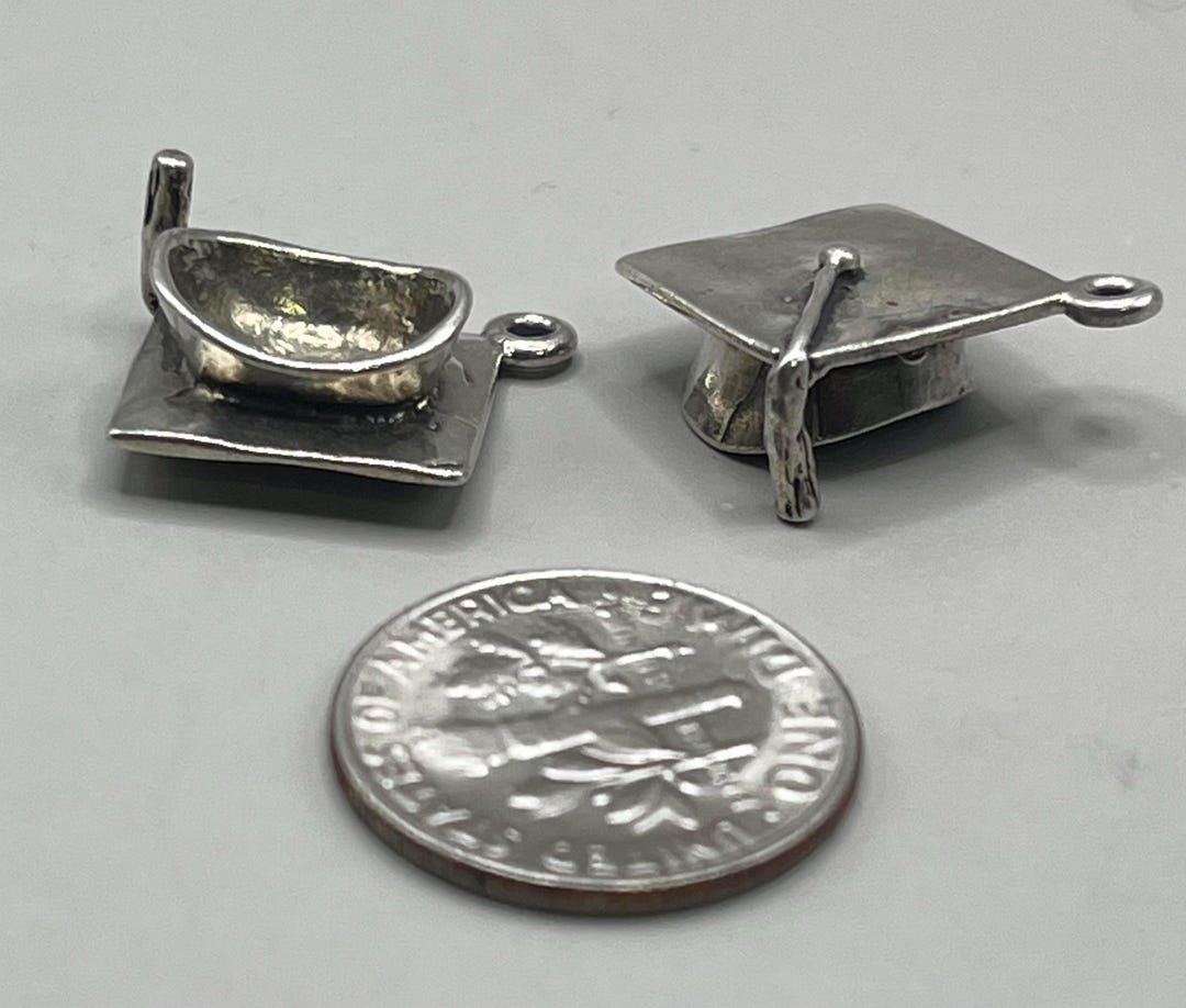 Sterling Silver Graduation Cap With Tassel Charm - Etsy