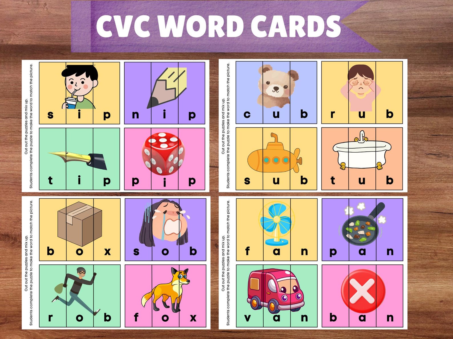 Buy CVC Words Flashcards Puzzles Online in India - Etsy