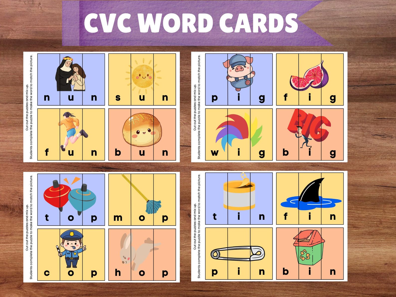 Buy CVC Words Flashcards Puzzles Online in India - Etsy