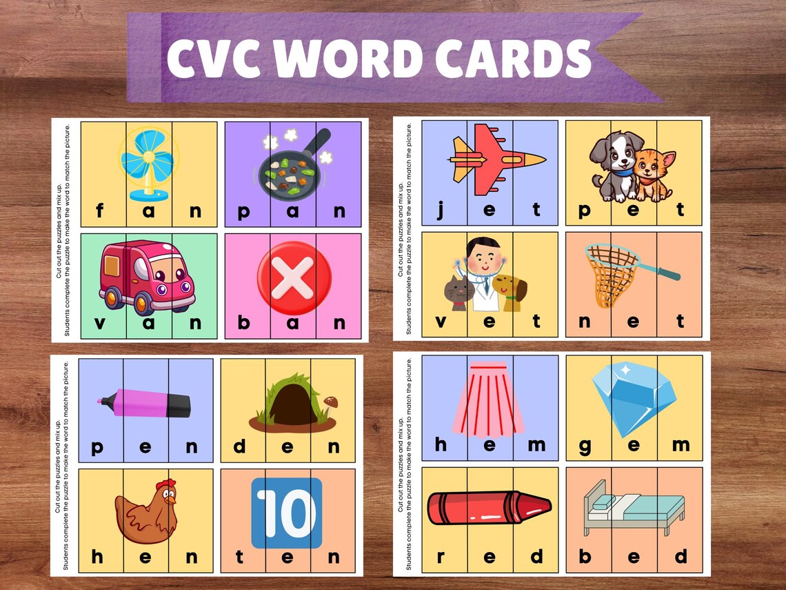 Buy CVC Words Flashcards Puzzles Online in India - Etsy