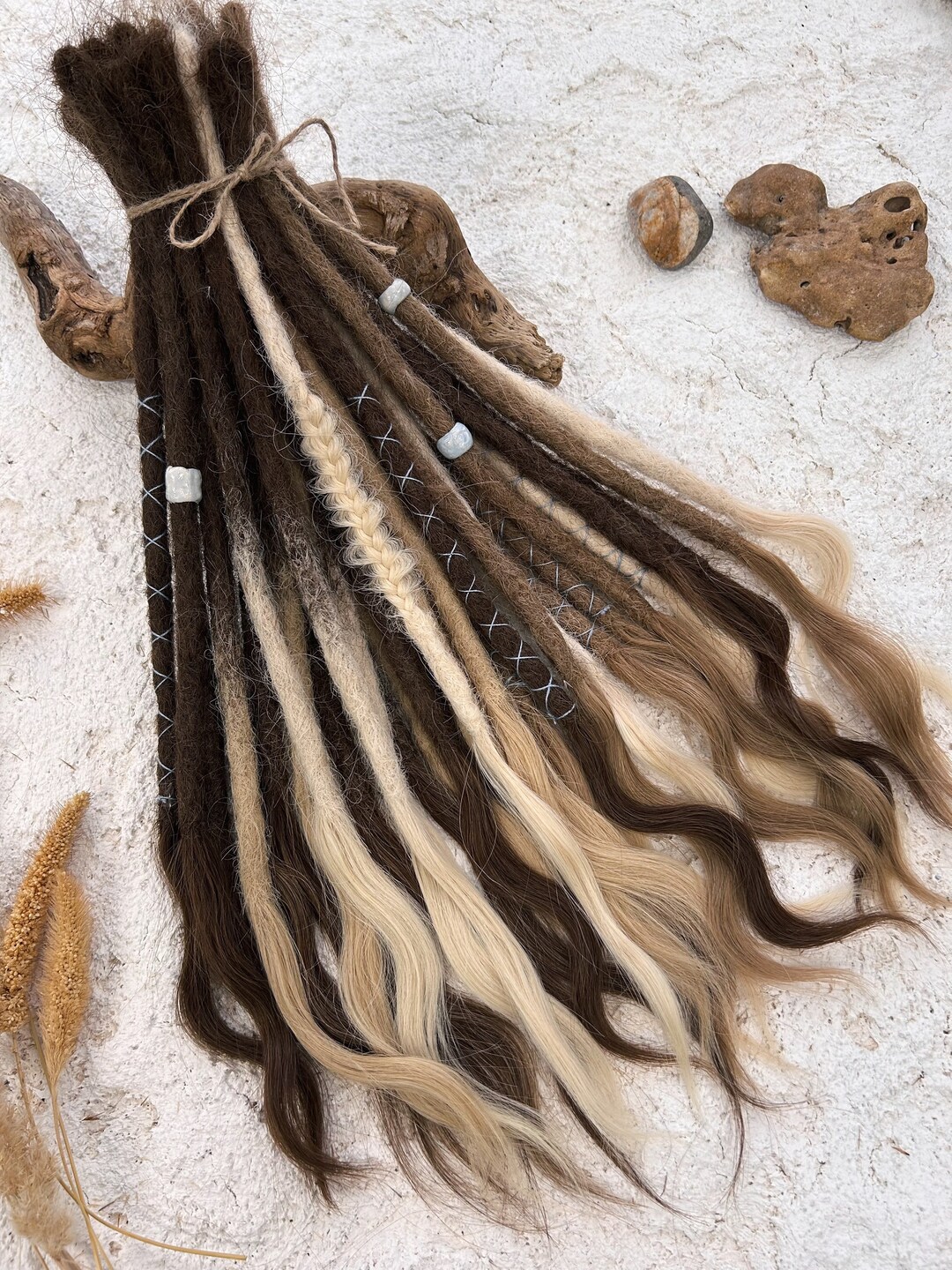 Mix Natural Human Hair Dreads Boho Style, Double or Single Ended ...