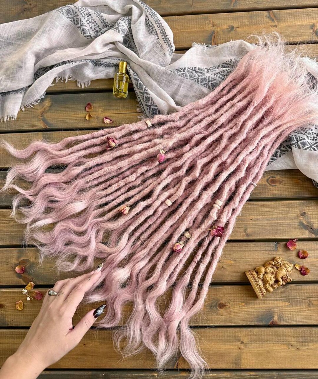 Human Hair Dreadlocks ,natural Texture, Pink Color, Single Ended or ...