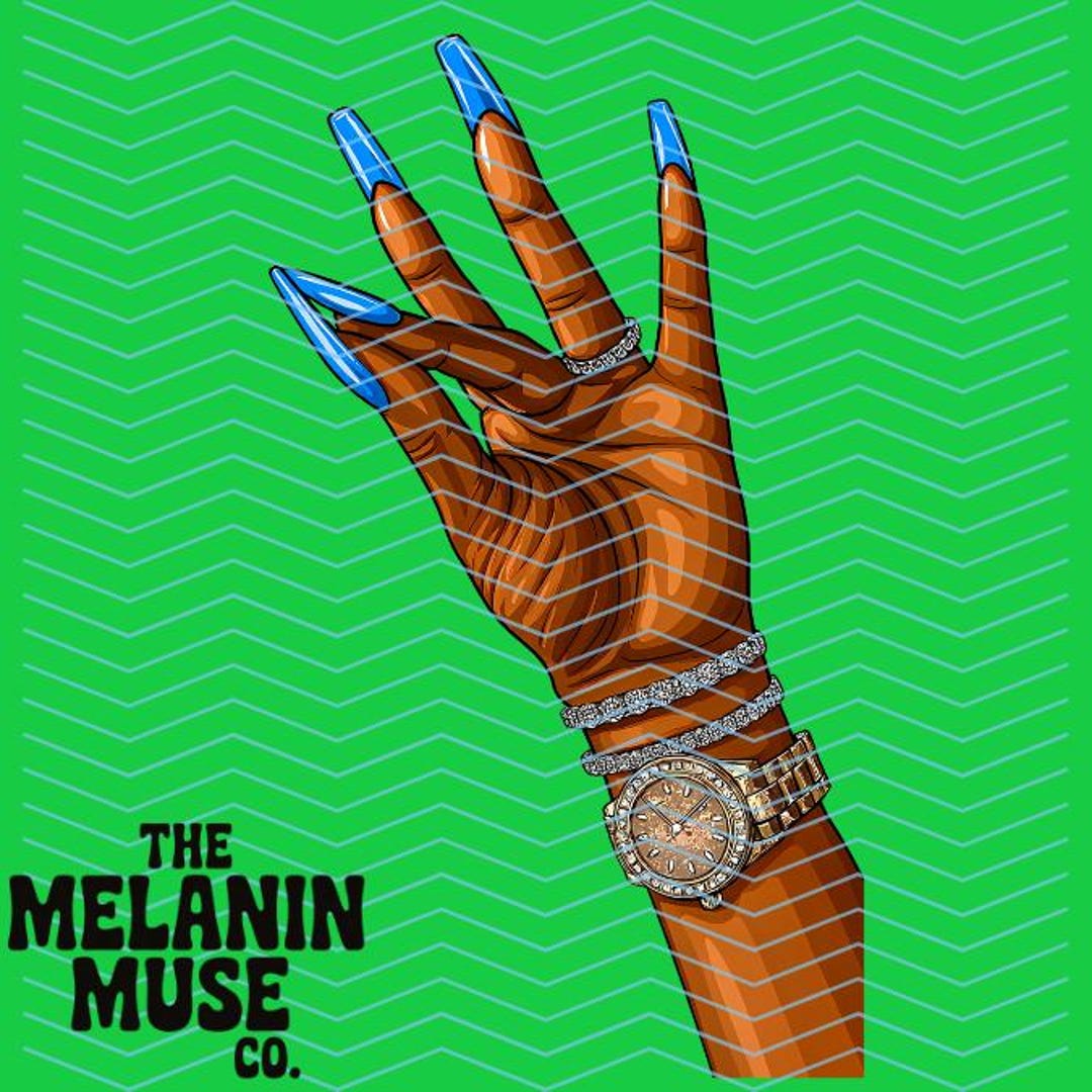 Sassy Black Girl PNG - Clock That Tea Hand Graphics LIGHT BLUE - No ...