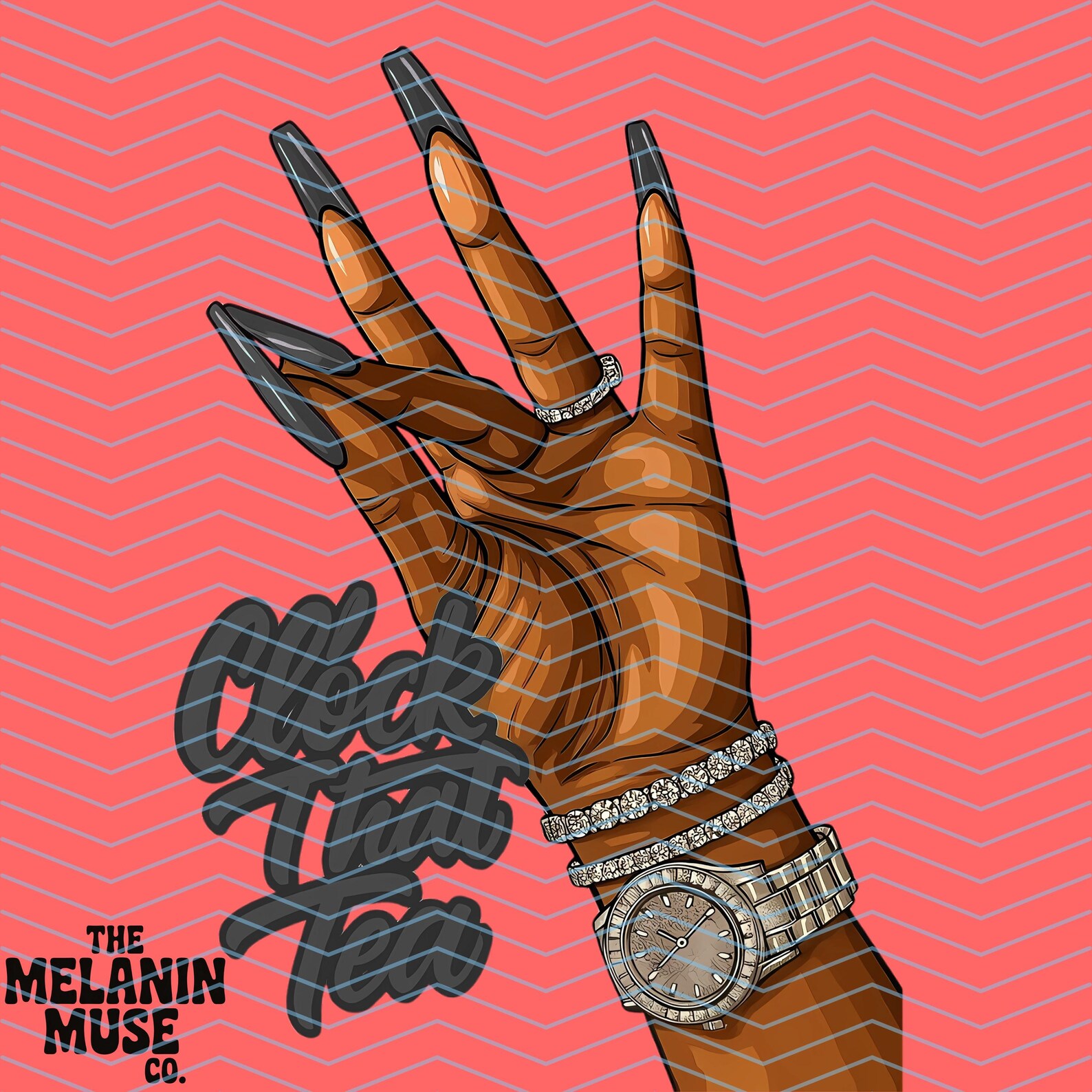 Sassy Black Girl PNG - Clock That Tea Hand Graphics (digital 2 Piece Bundle) - Etsy