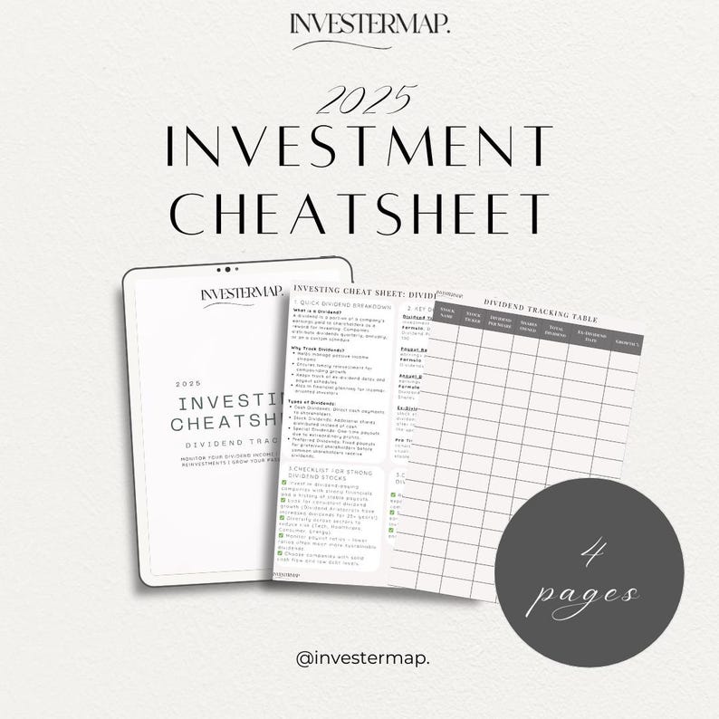 Dividend Investing Cheat Sheet: Passive Income Tracker (printable PDF ...