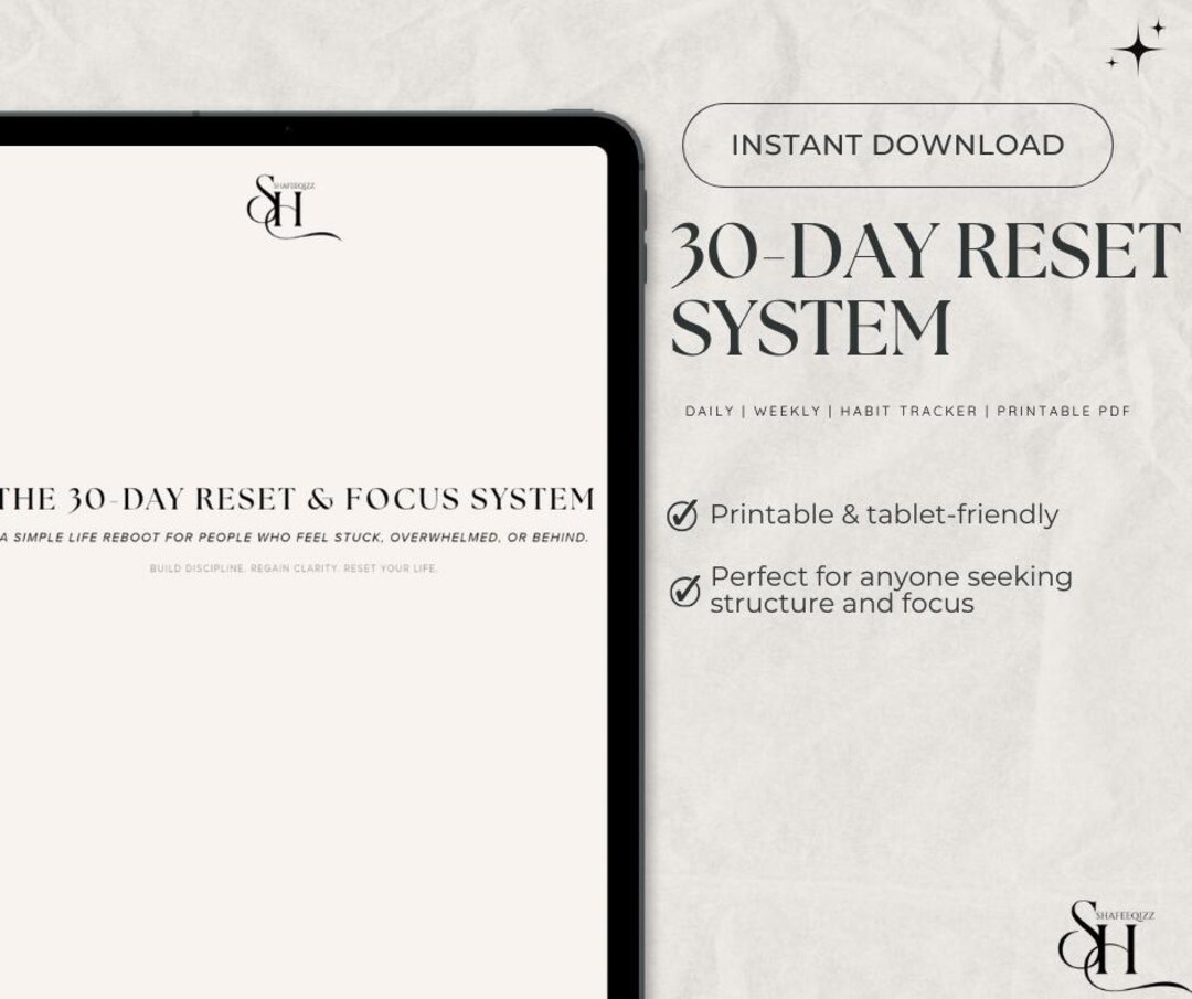 30-day Life Reset Planner | Focus & Discipline System | Printable ...