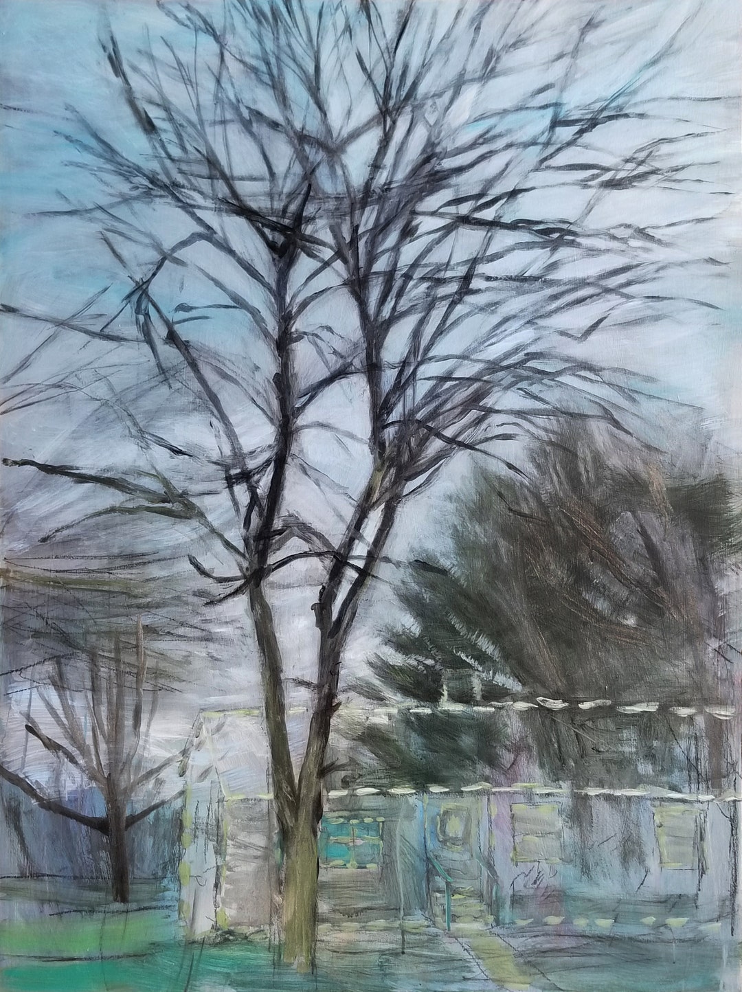 Disappearing House - Original Fine Art Painting Acrylic, Large ...