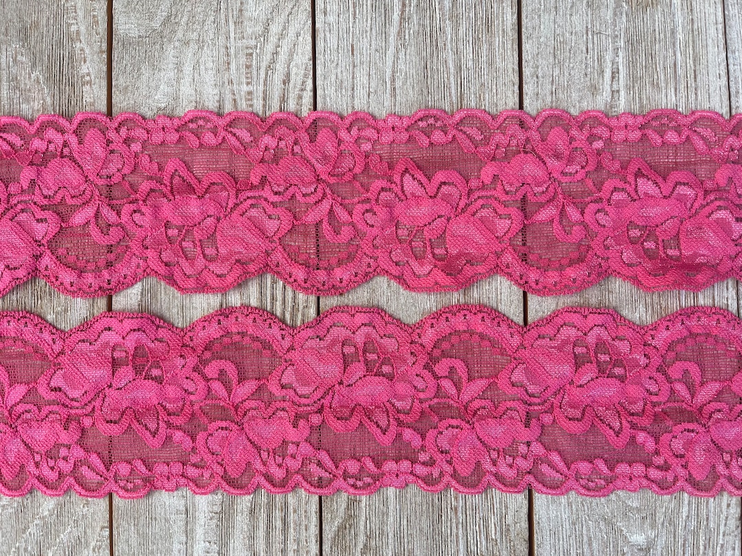 Wide Stretch Lace HOT PINK No. 6 -3 Inch -2 Yards for 4.19 - Etsy