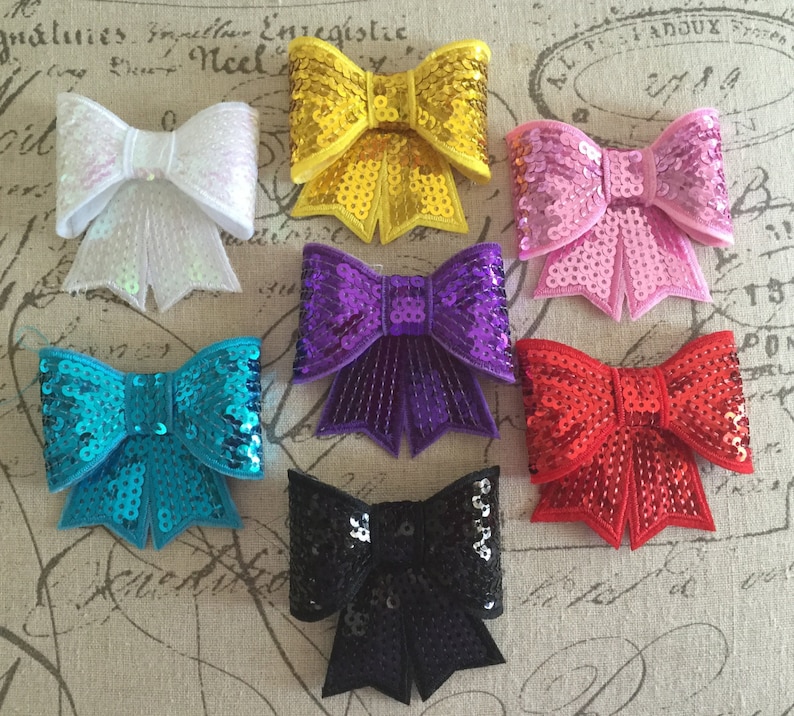 Extra Large Sequin BOWS-3 Inches-6 Colors to Choose From-set - Etsy