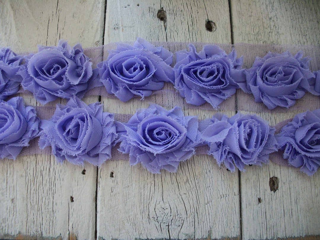 Shabby Chic LAVENDER MINI Rose Trim on Net-1 1/2 Inch- 1/2 Yard and 1 ...