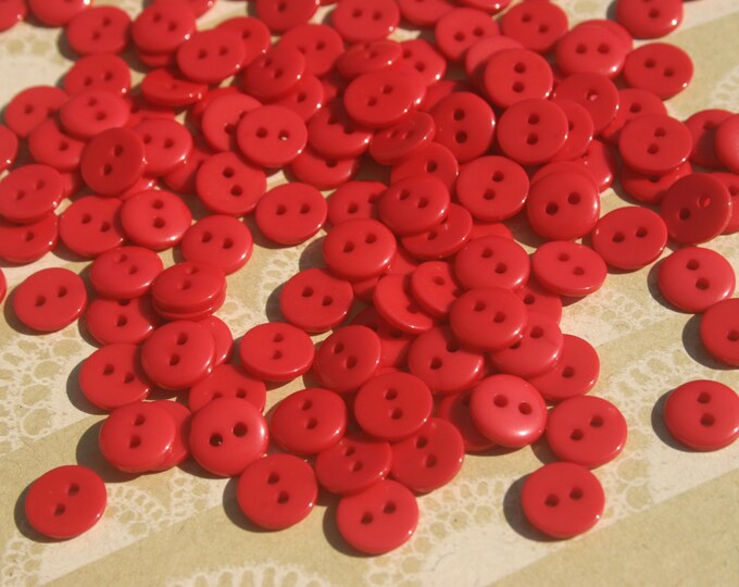 Little Red Buttons - Bulk Buttons - Small Sewing Button - 3/8" Wide ...