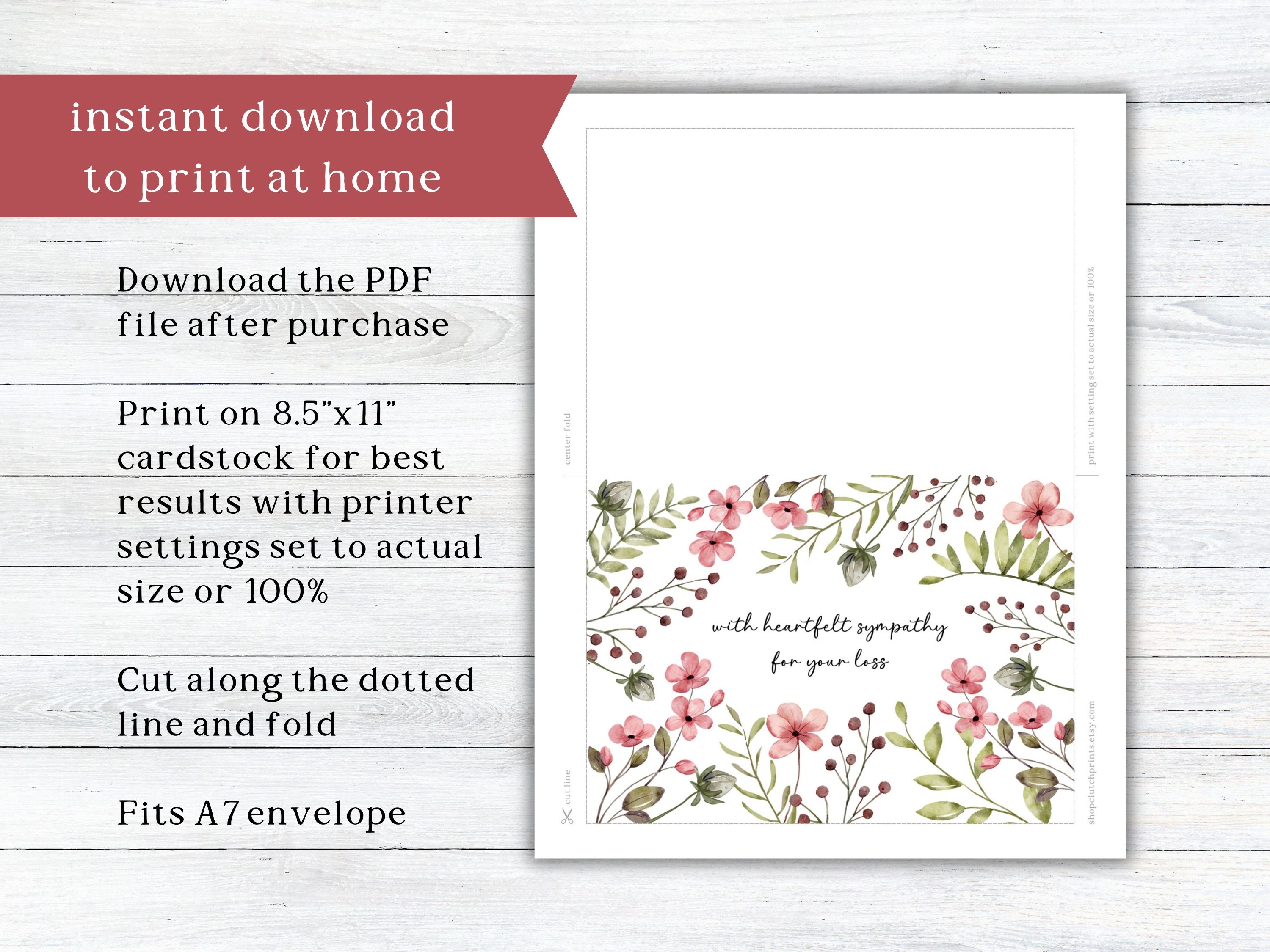 Printable Sympathy Card, Condolence Card, Sorry for Your Loss Card ...