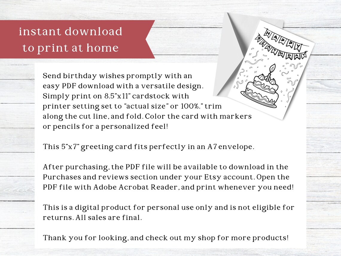 Printable Birthday Card, Happy Birthday, Card for Him, Card for ...