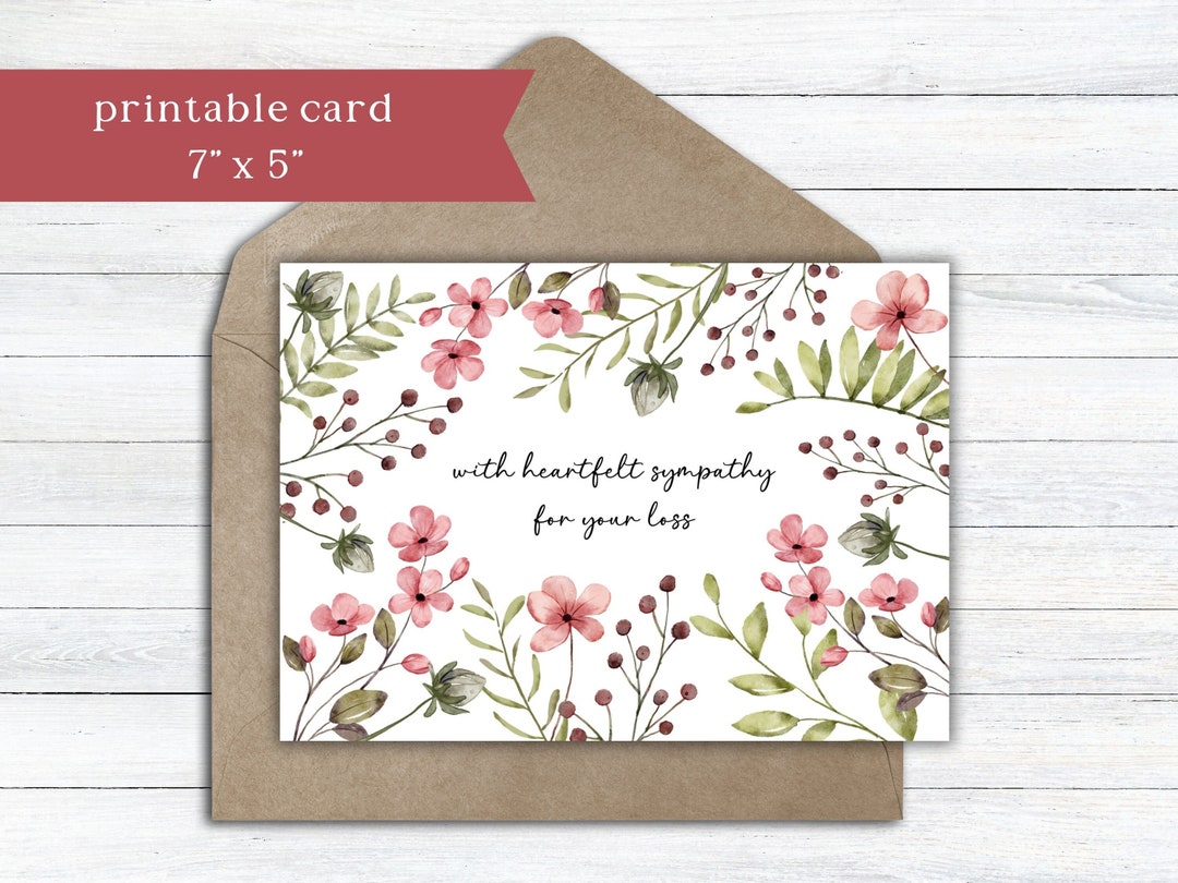 Printable Sympathy Card, Condolence Card, Sorry for Your Loss Card ...