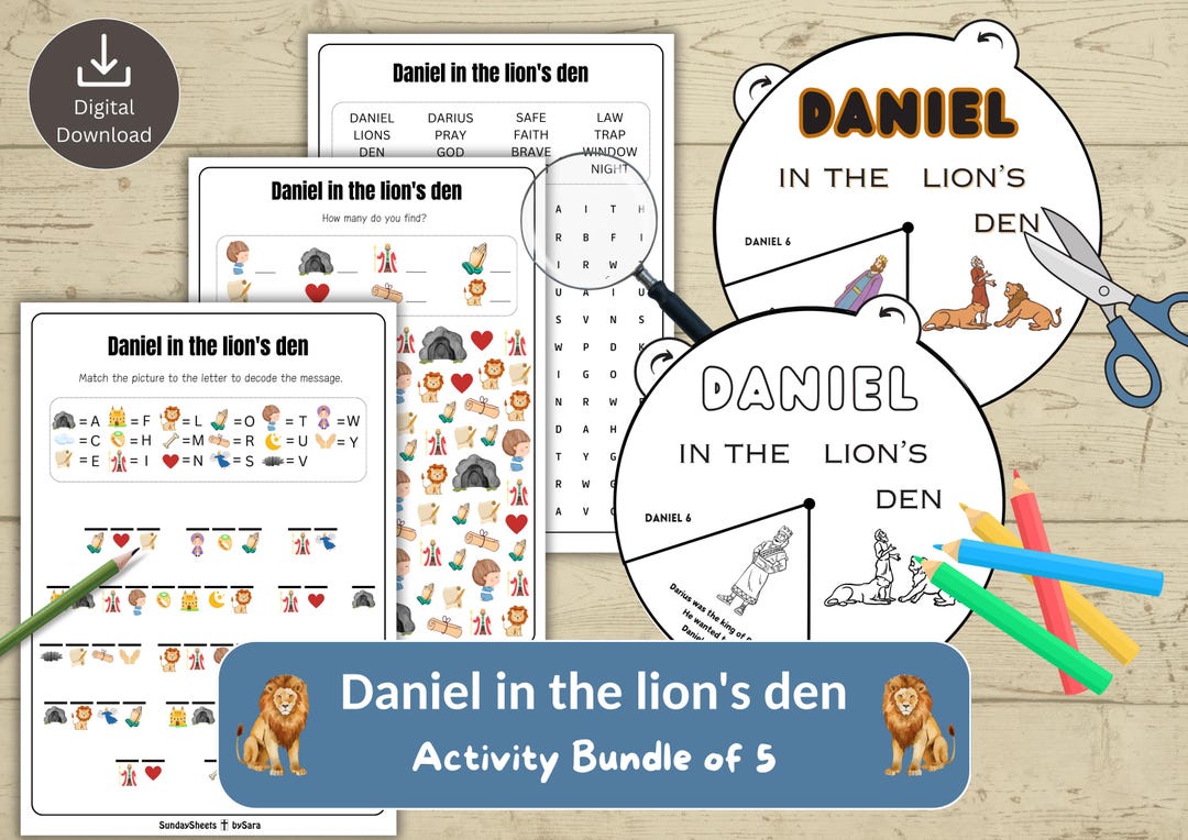 Daniel in the Lion's Den Activity Bundle for Kids | Bible Puzzles ...