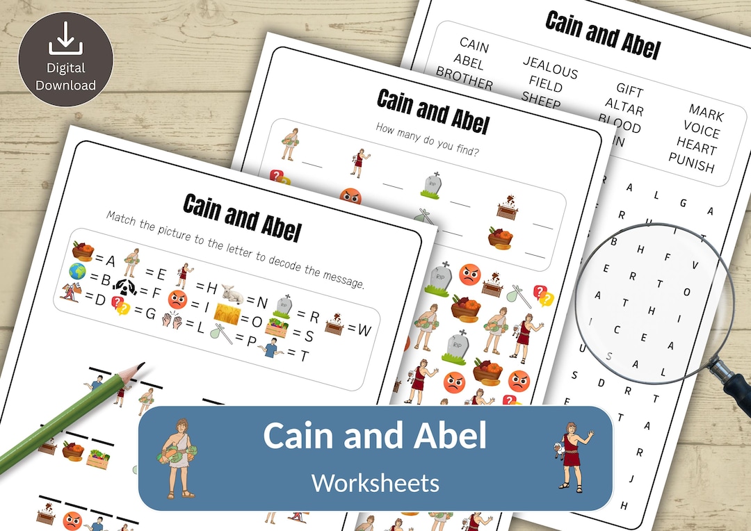 Cain and Abel Puzzle Bundle for Kids | Bible Activity Sheets Worksheets ...