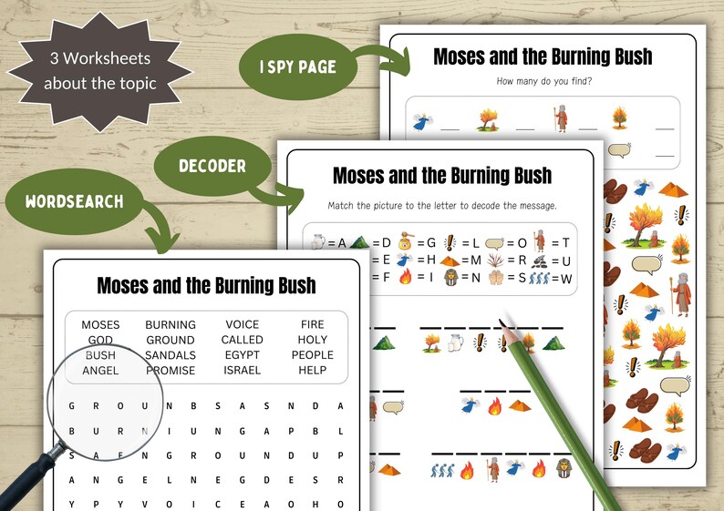 Moses and the Burning Bush Puzzle Bundle for Kids | Bible Activity ...