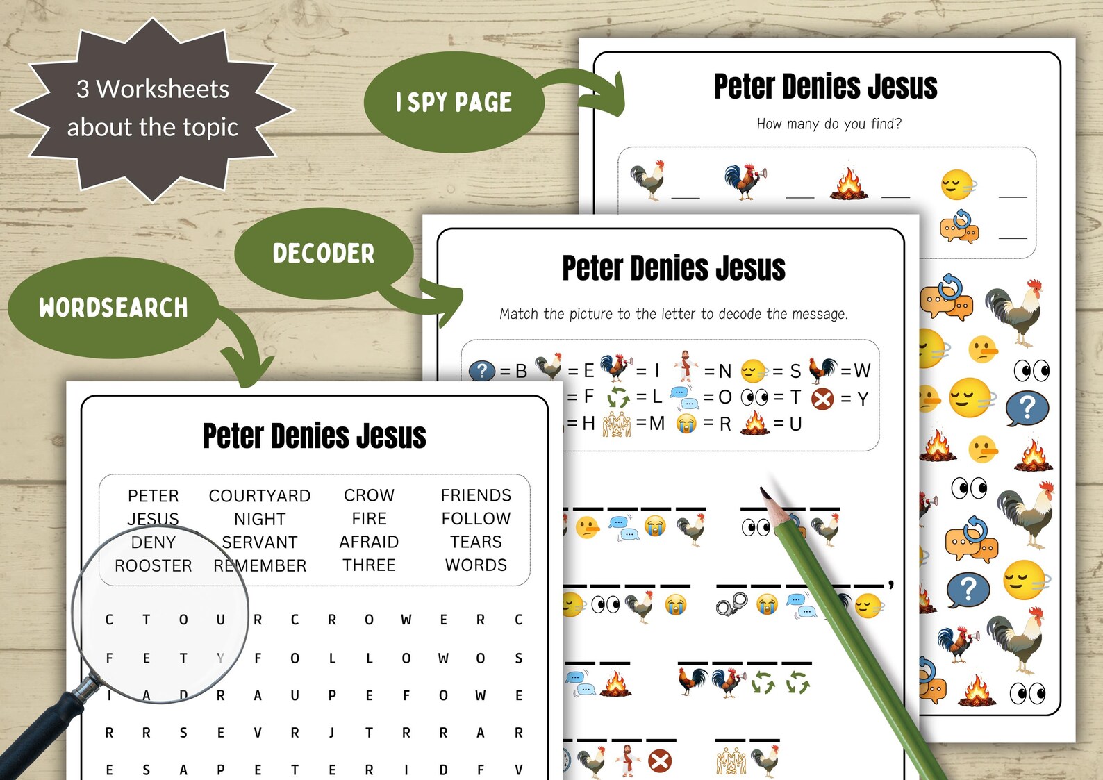 Peter Denies Jesus Puzzle Bundle for Kids | Bible Activity Sheets ...
