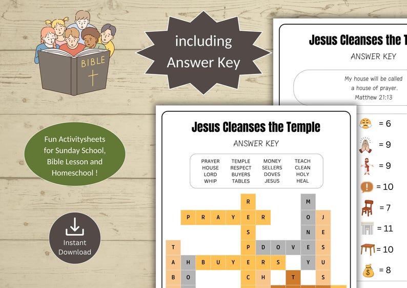 Jesus Cleanses the Temple Puzzle Bundle for Kids | Bible Activity ...