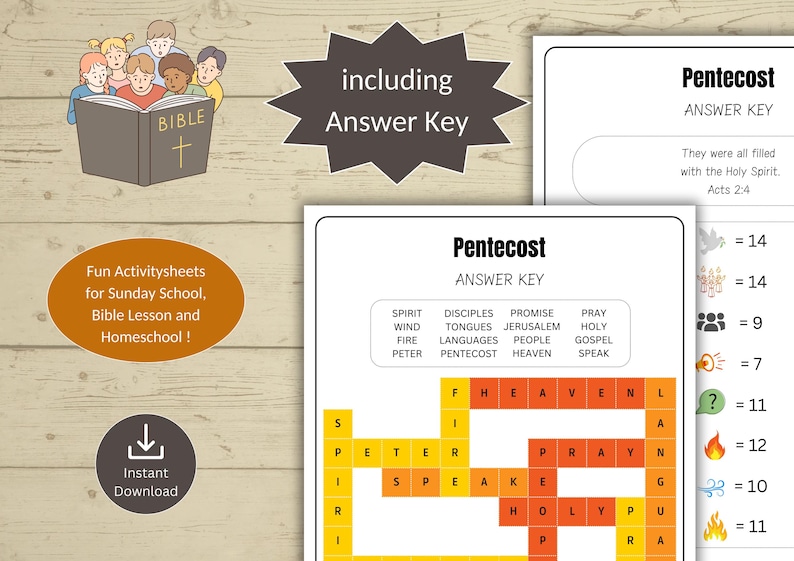 Pentecost Puzzle Bundle for Kids | Bible Activity Sheets Worksheets ...