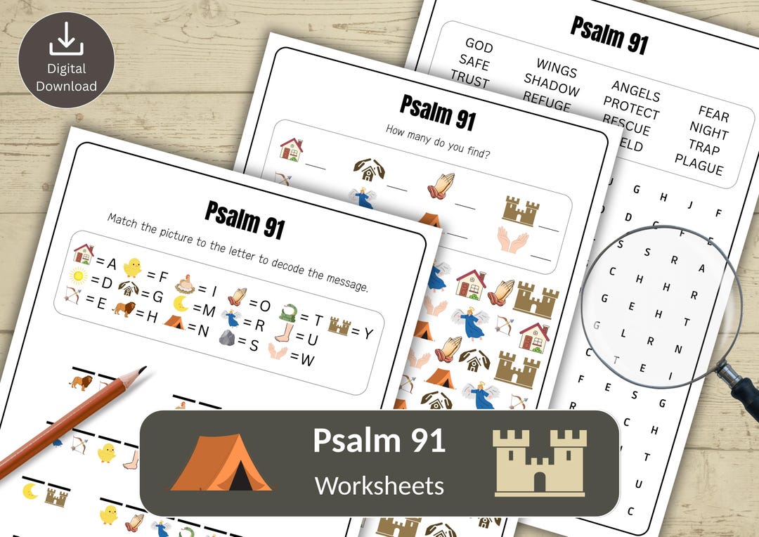 Psalm 91 Worksheets Pack of 3 Activitysheet Bundle Bible Activity for ...
