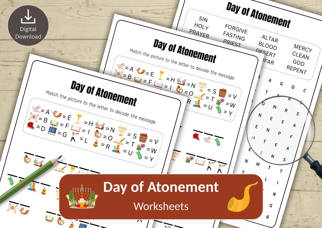 Day of Atonement - Yom Kippur Puzzle Bundle for Kids | Bible Activity ...