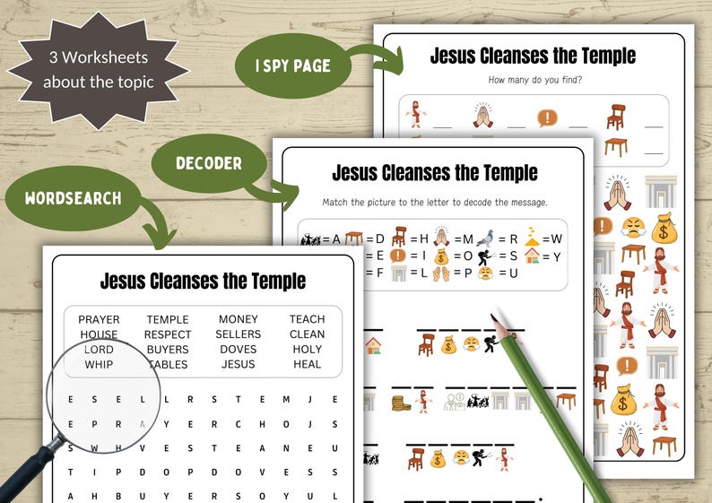 Jesus Cleanses the Temple Puzzle Bundle for Kids | Bible Activity ...