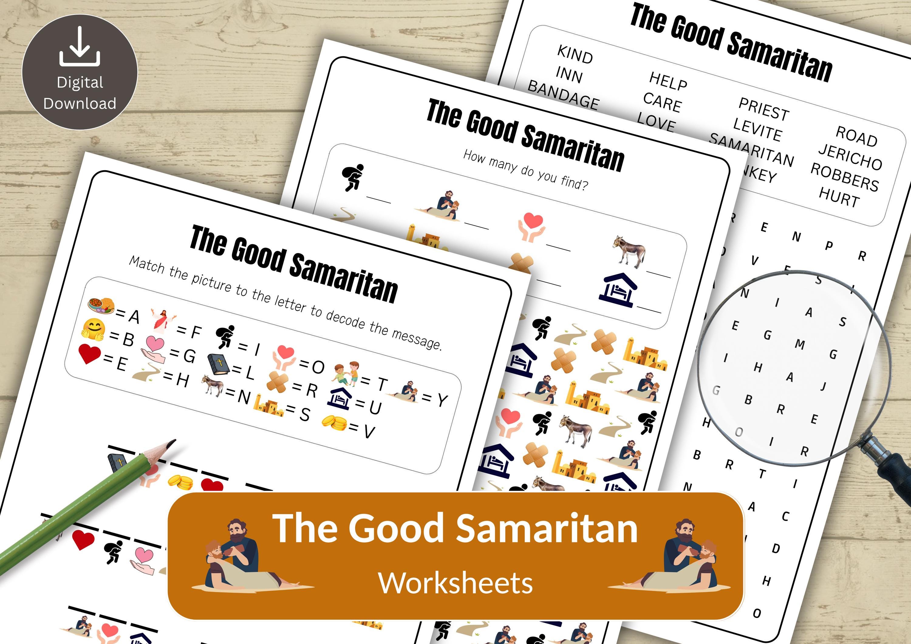 The Good Samaritan Puzzle Bundle for Kids | Bible Activity Sheets ...
