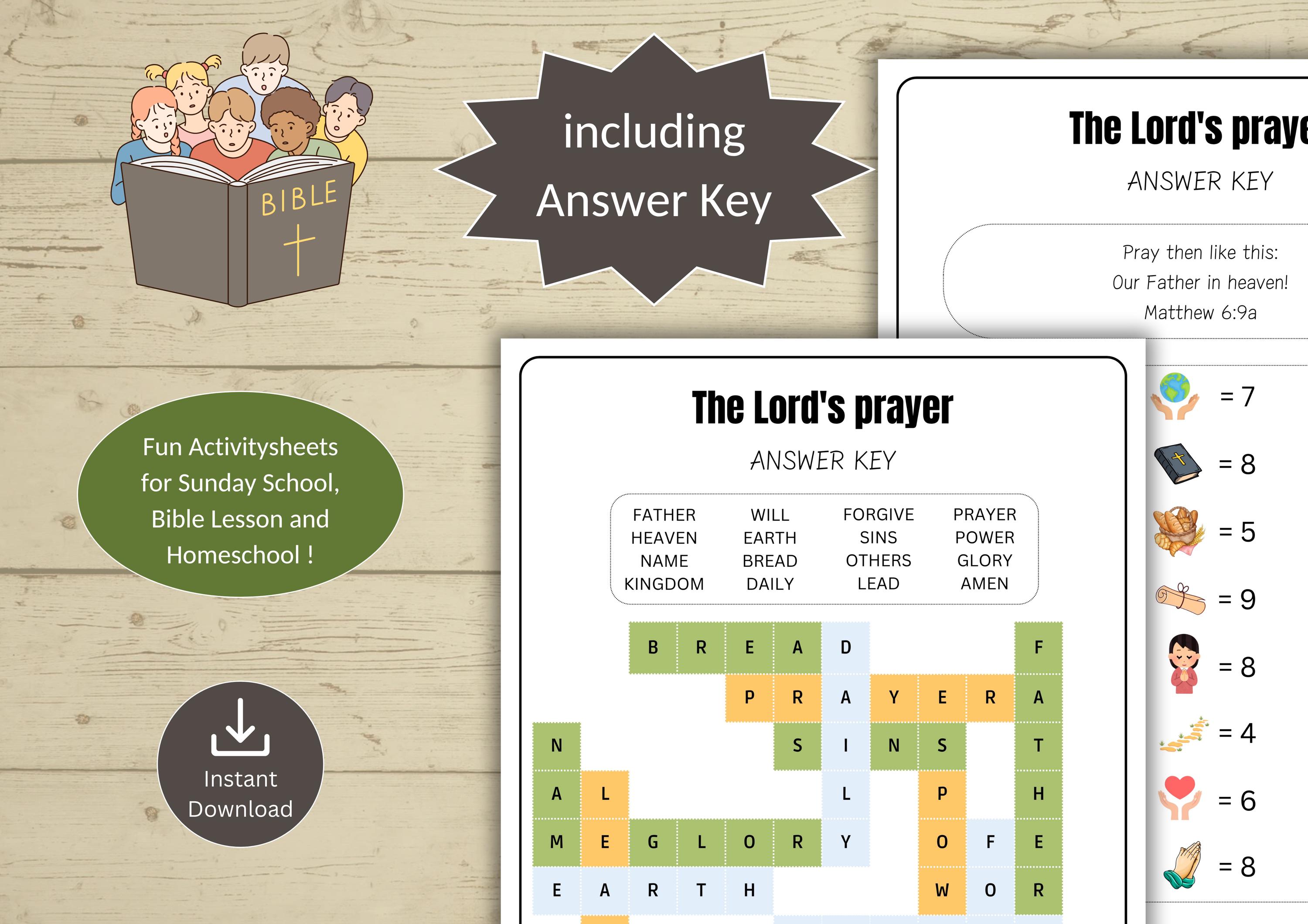 The Lord’s Prayer Puzzle Bundle for Kids | Bible Activity Sheets ...