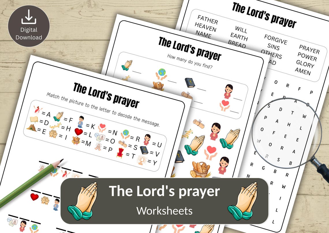 The Lord’s Prayer Puzzle Bundle for Kids | Bible Activity Sheets ...
