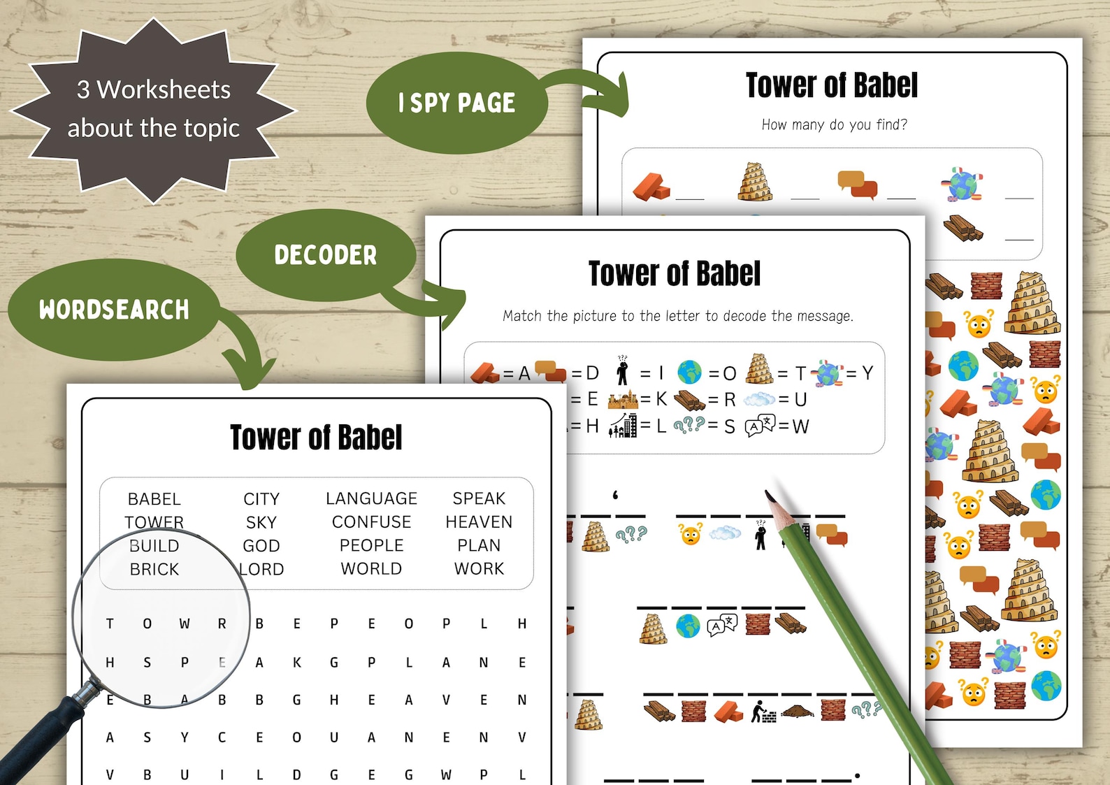 Tower of Babel Puzzle Bundle for Kids | Bible Activity Sheets ...