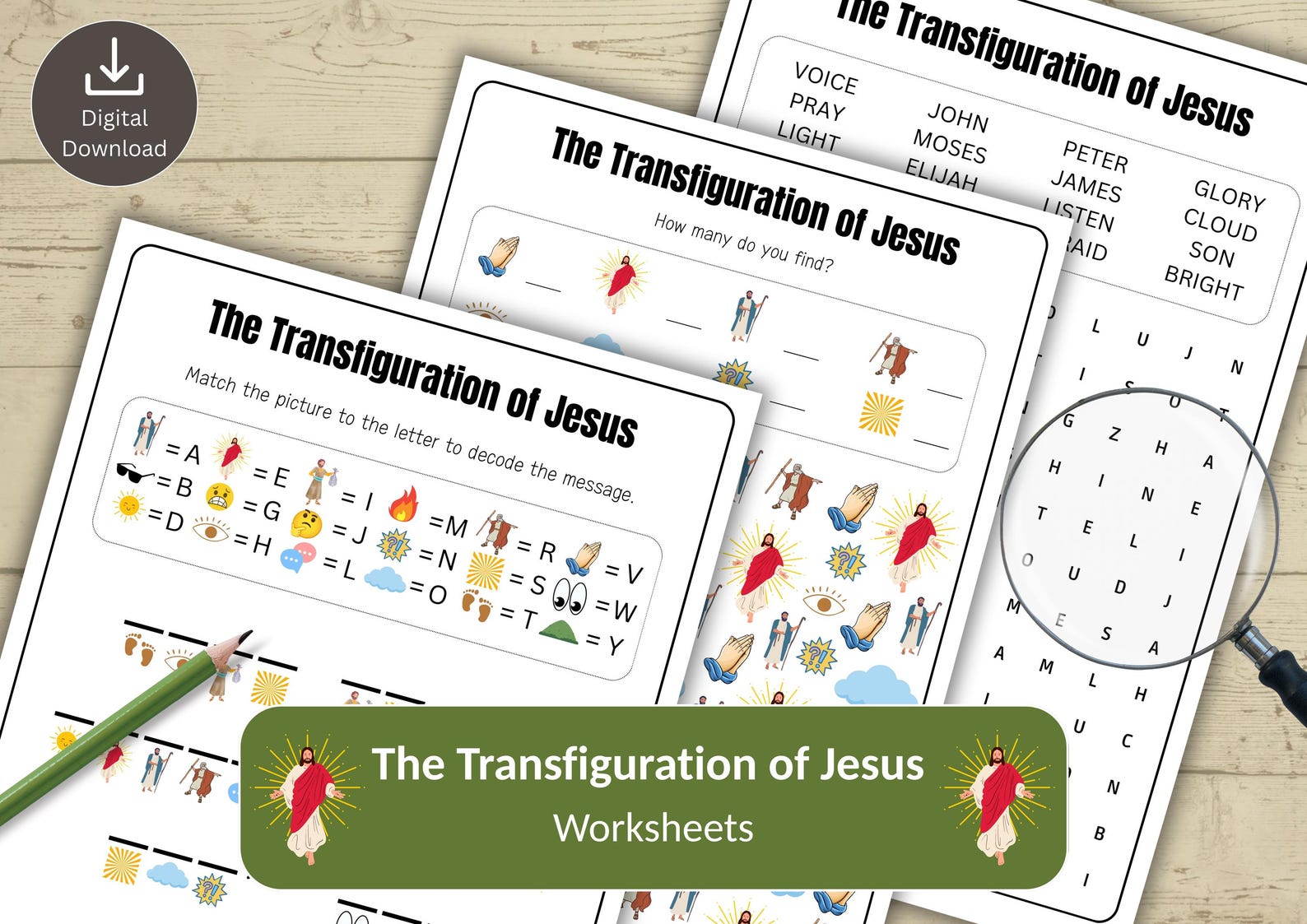 The Transfiguration of Jesus Puzzle Bundle for Kids | Bible Activity ...