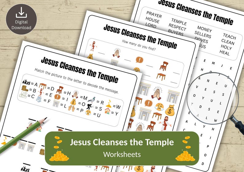 Jesus Cleanses the Temple Puzzle Bundle for Kids | Bible Activity ...