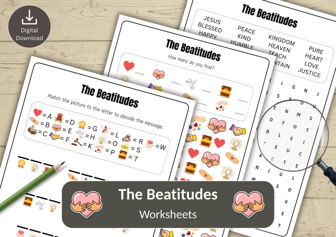 The Beatitudes Puzzle Bundle for Kids | Bible Activity Sheets ...