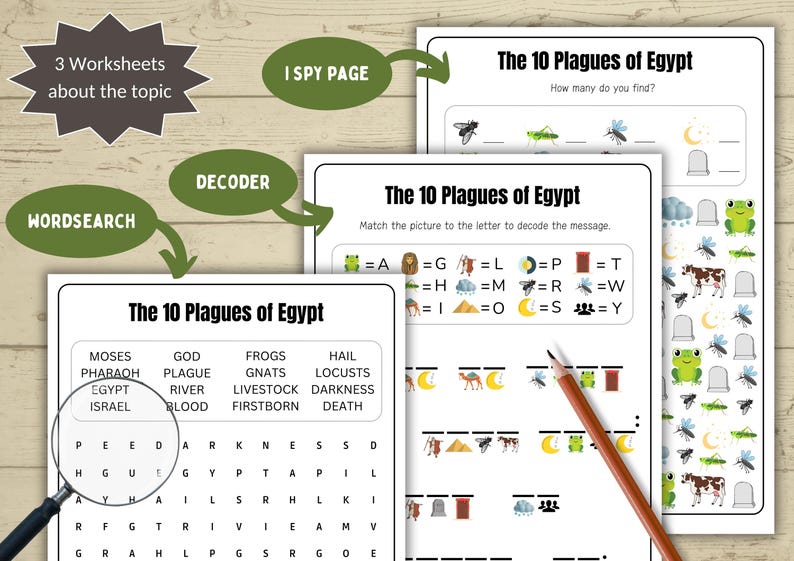 Ten Plagues of Egypt Puzzle Bundle for Kids | Bible Activity Sheets ...