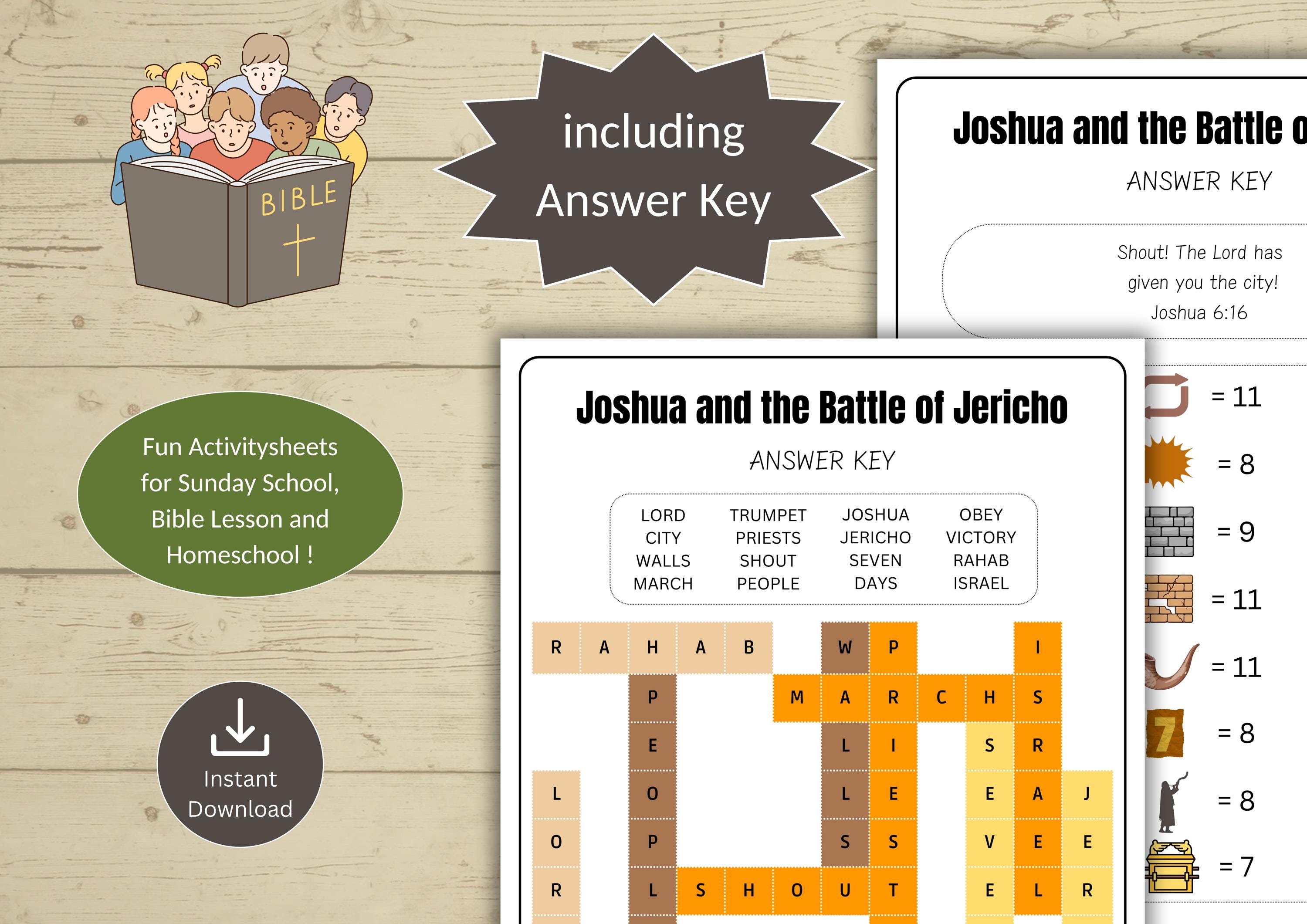 Joshua and the Battle of Jericho Puzzle Bundle for Kids | Bible ...